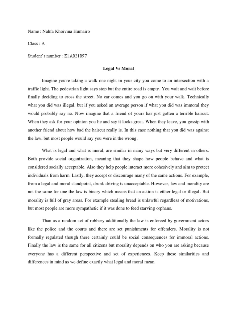 Law Vs Moral | PDF | Morality | Justice