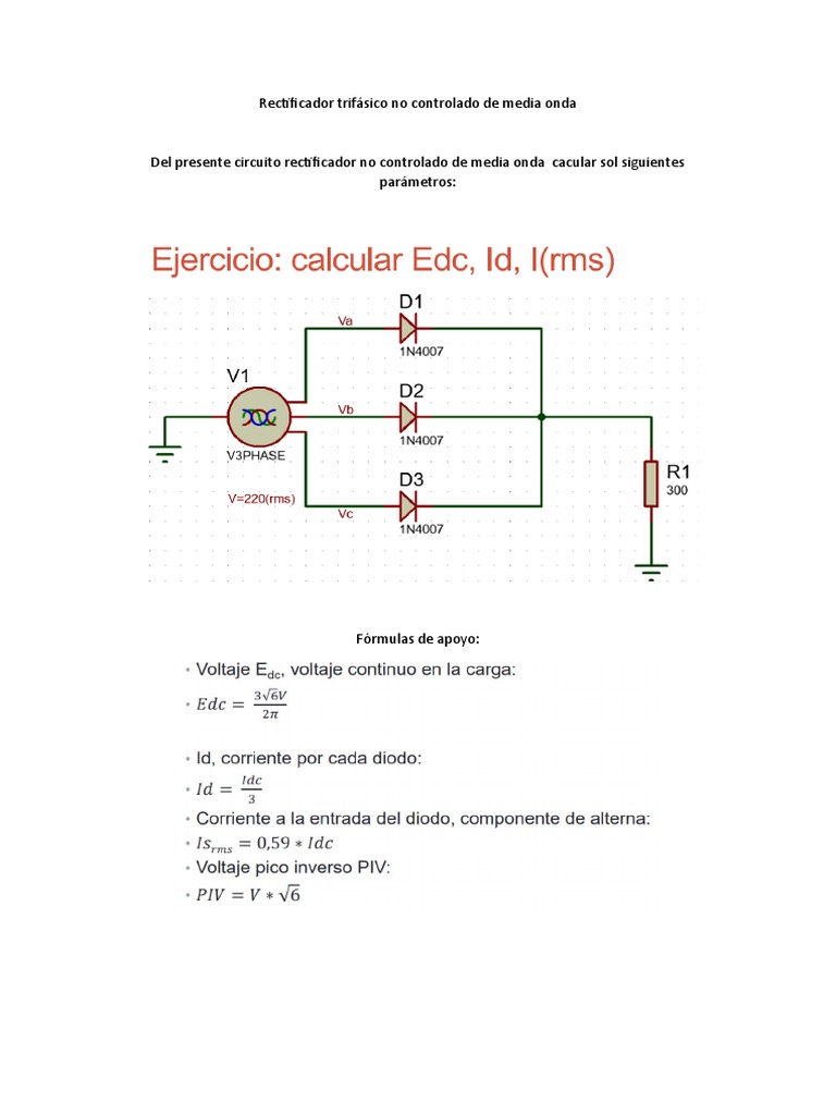 Rectificador Trifásico No Controlado de Media Onda | PDF