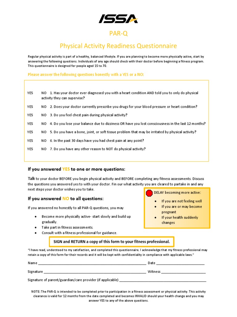 PAR-Q: Physical Activity Readiness Guide | PDF | Health Care | Physical ...