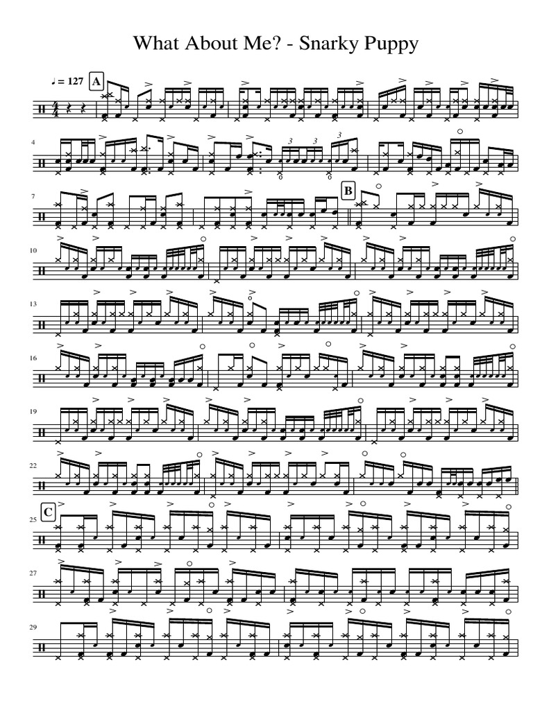 What About Me? (We Like It Here) by Snarky Puppy - DRUMS ONLY | PDF ...