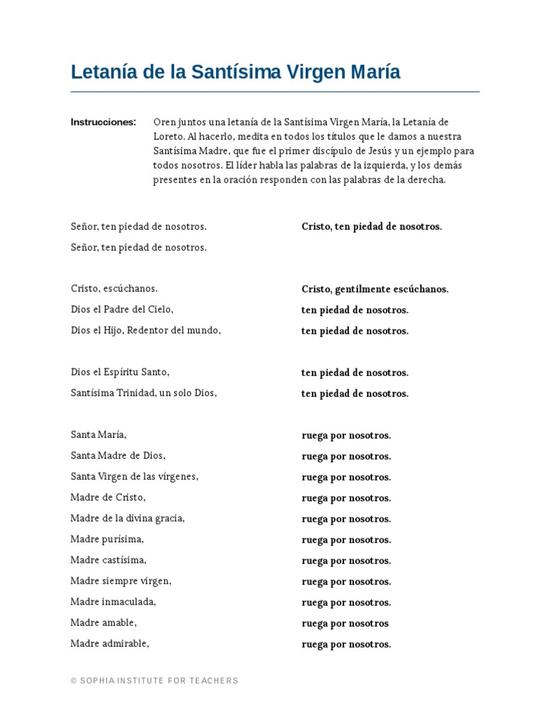 Letanía De La Santísima Virgen María