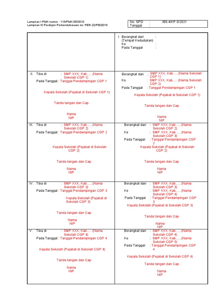 1.contoh SPD Dan Petujuk Pengisian | PDF