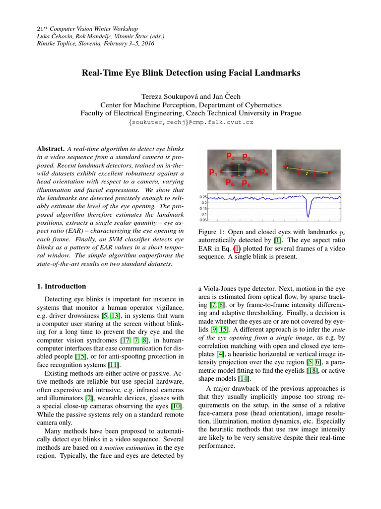 Real-Time Eye Blink Detection Using Facial Landmarks | PDF | Accuracy ...