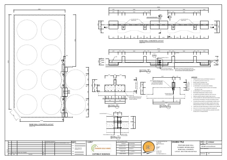 RE-MP-21070-STR-001-A1 - Bund Wall Concrete Layout, Sections & Details ...