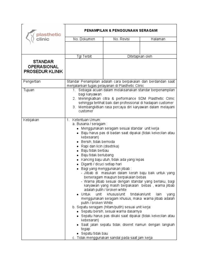 SOP Penampilan Dan Penggunaan Seragam | PDF