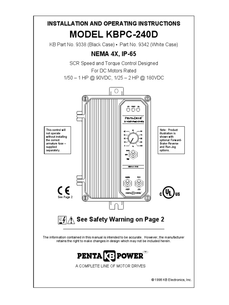KB Electronics KBPC 240d Manual de Usuario | PDF | Electric Motor ...