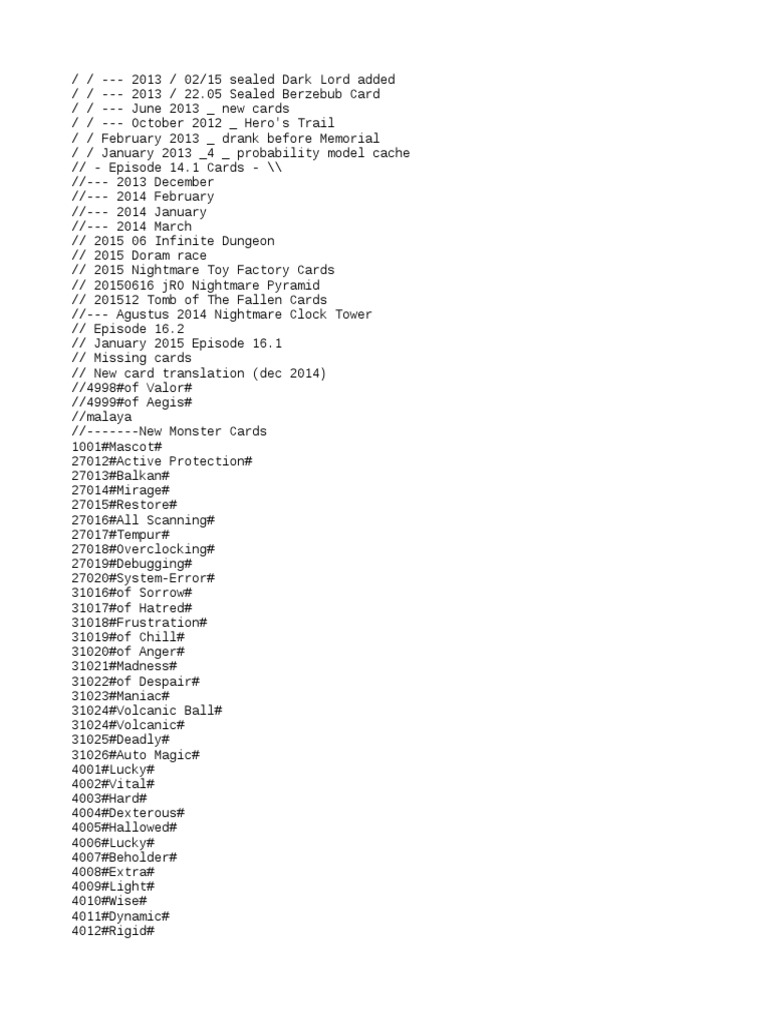 Card Prefix Name Table | PDF