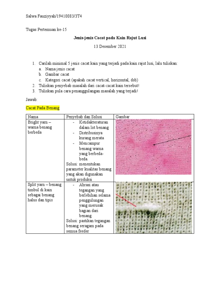 Cacat Kain Rajut Lusi | PDF