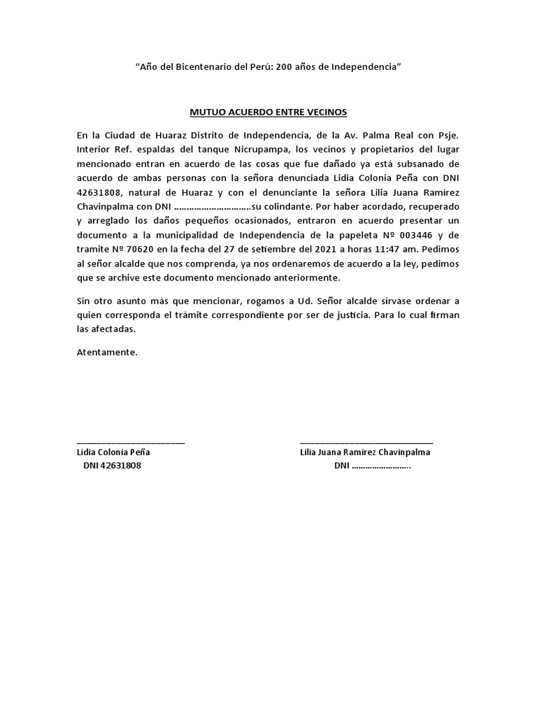 Acuerdo Entre Vecinos | PDF