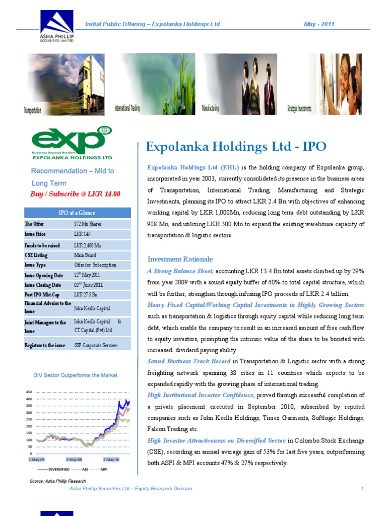 Expolanka Holdings Ltd IPO Overview | PDF | Initial Public Offering | Cargo