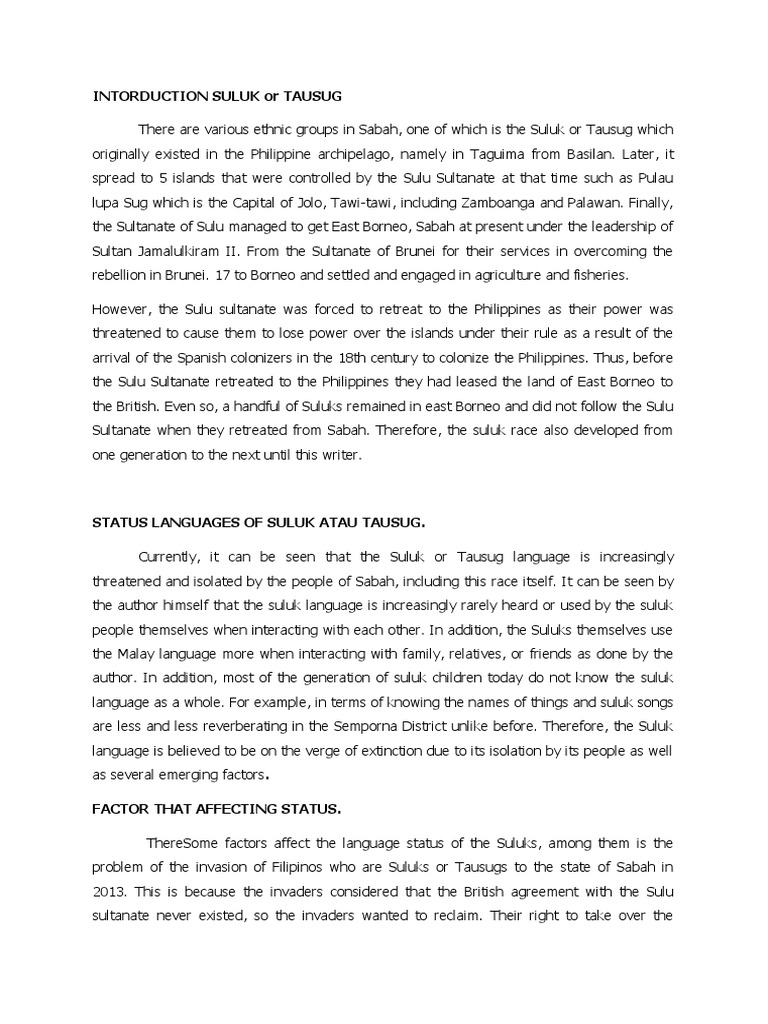 Revitalizing the Suluk Language in Sabah | PDF | Malaysia | Ethnicity