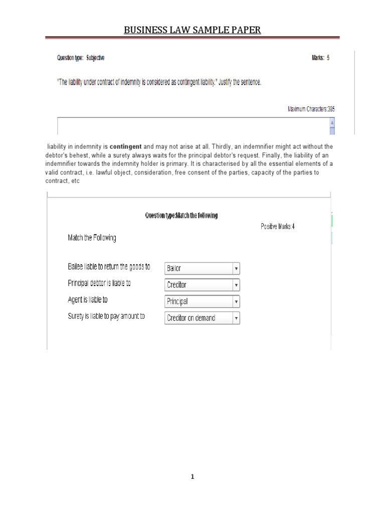 Business Law Sample Paper | PDF