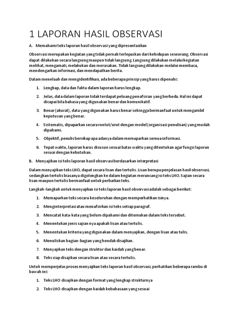 Panduan Lengkap Laporan Observasi | PDF | Seni & Disiplin Bahasa | Kajian Bahasa Asing