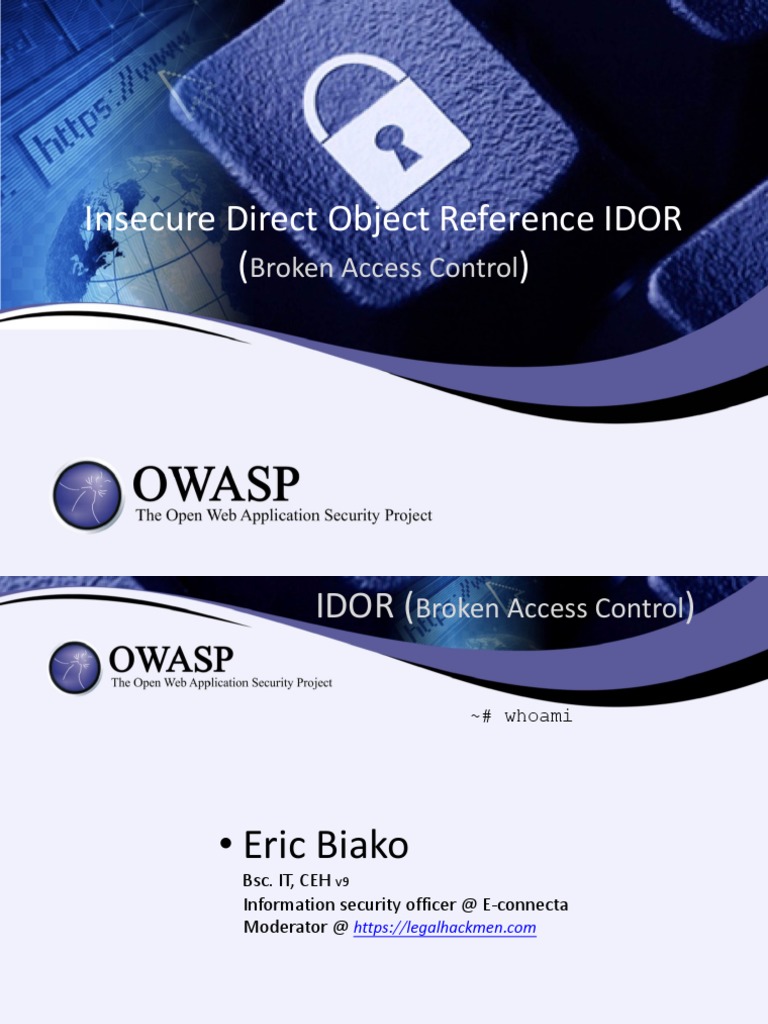 Insecure Direct Object Reference IDOR : Broken Access Control | PDF | Computers
