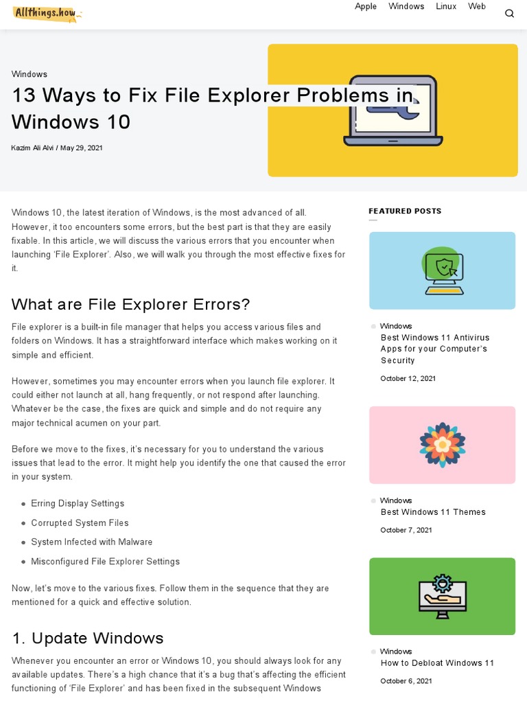 13 Ways To Fix File Explorer Problems in Windows 10 - All Things How ...