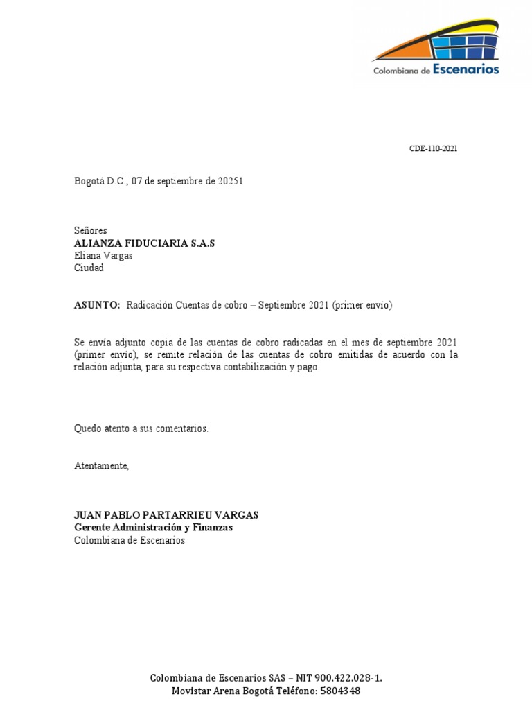 Formato Carta Cde | PDF | Colombia | Bogotá