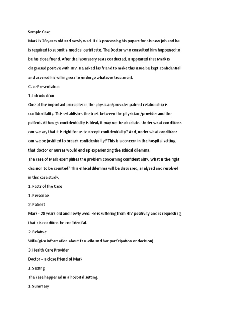 Sample Case | PDF | Confidentiality | Physician