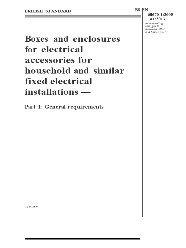 En 60670-1 2005 | PDF | Electrical Wiring | Manufactured Goods
