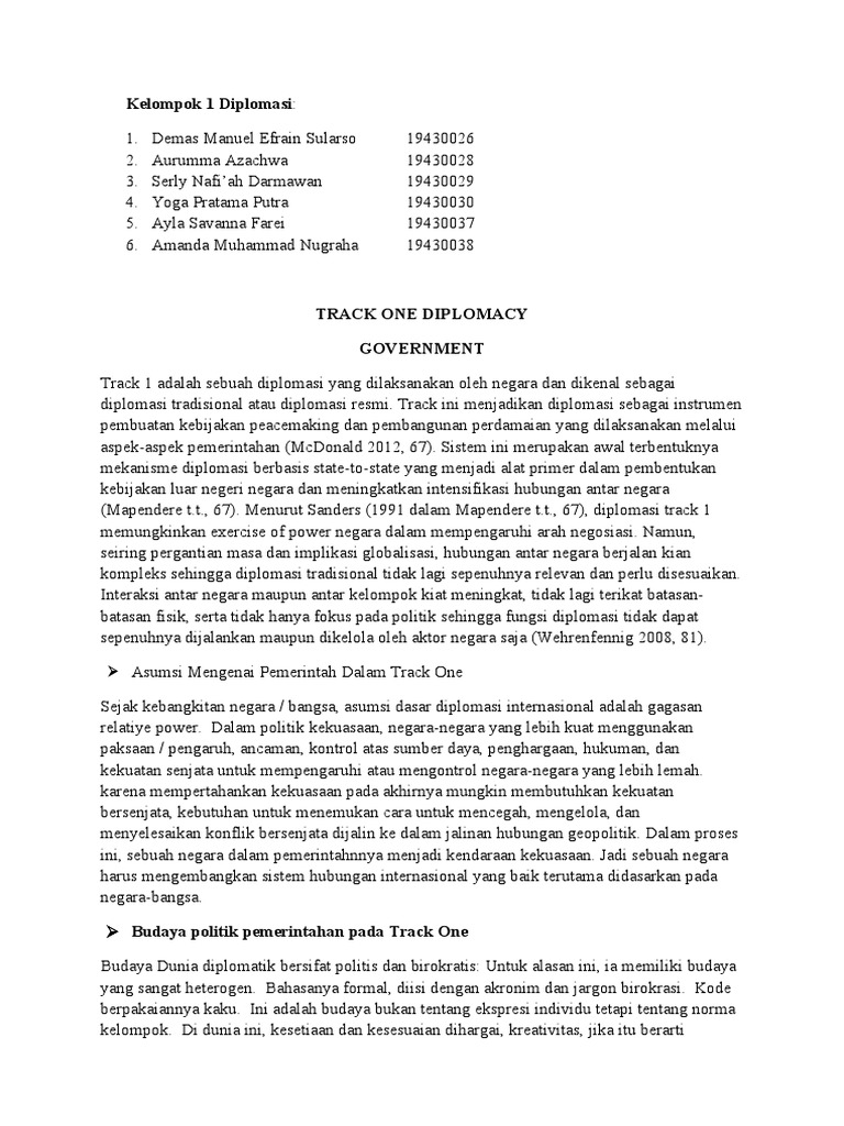 Track One Diplomacy (Government) | PDF | Politik