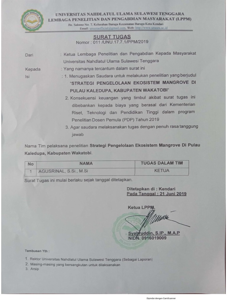 Surat Tugas PDP 2019 | PDF