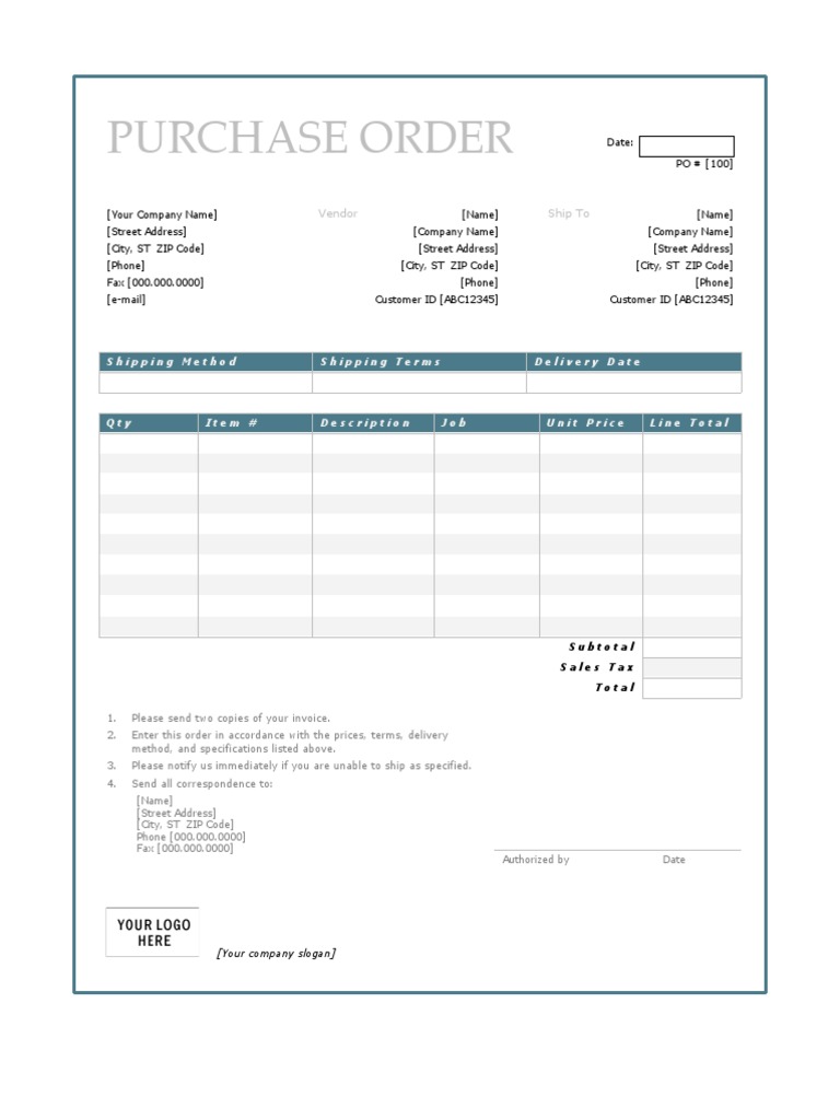 Purchase Order: Vendor Ship To | PDF