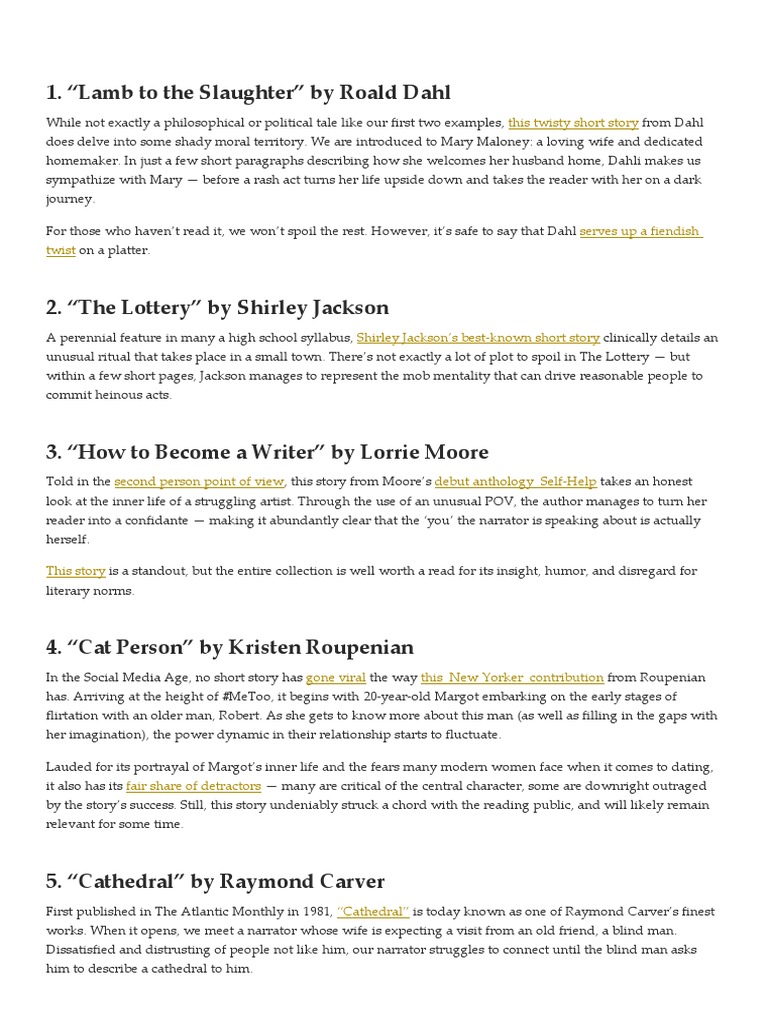 Short Story List | PDF | Short Stories | J. D. Salinger