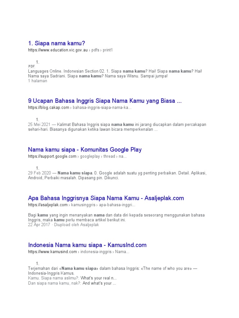 Siapa Nama Kamu? | PDF