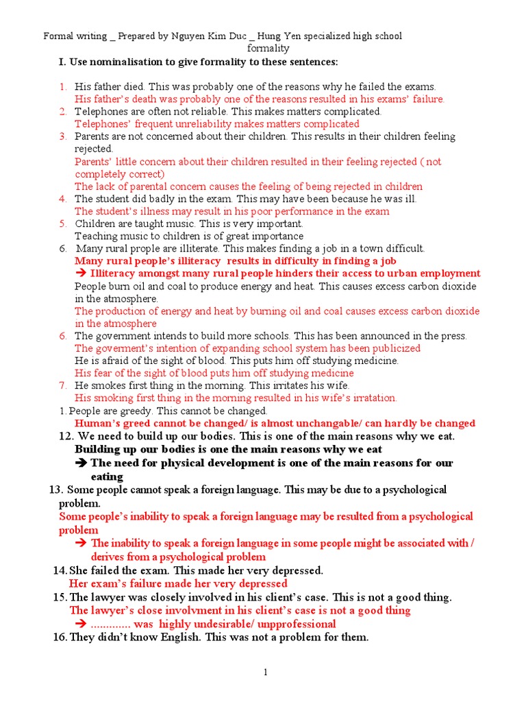 Exercise On Formality in Academic Writing | PDF | Literacy