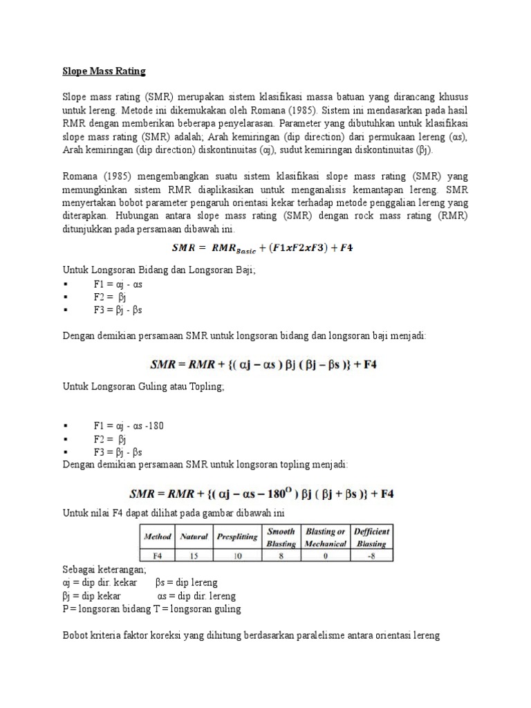Slope Mass Ratings | PDF | Metode & Bahan Ajar | Sains & Matematika