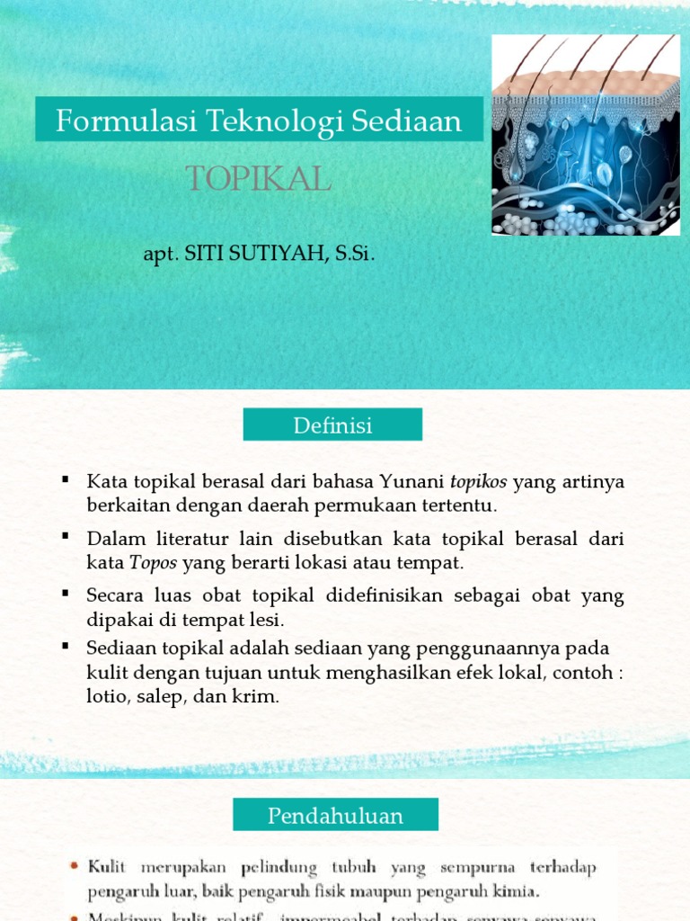 Definisi dan Formulasi Sediaan Topikal | PDF