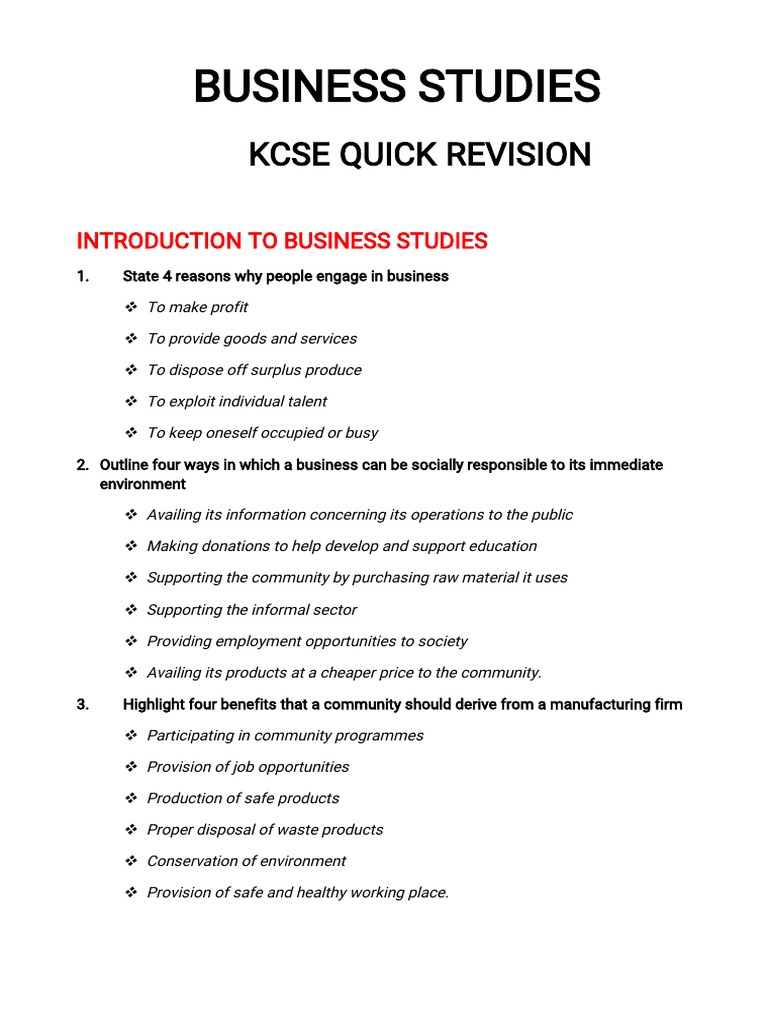 Business Studies | PDF