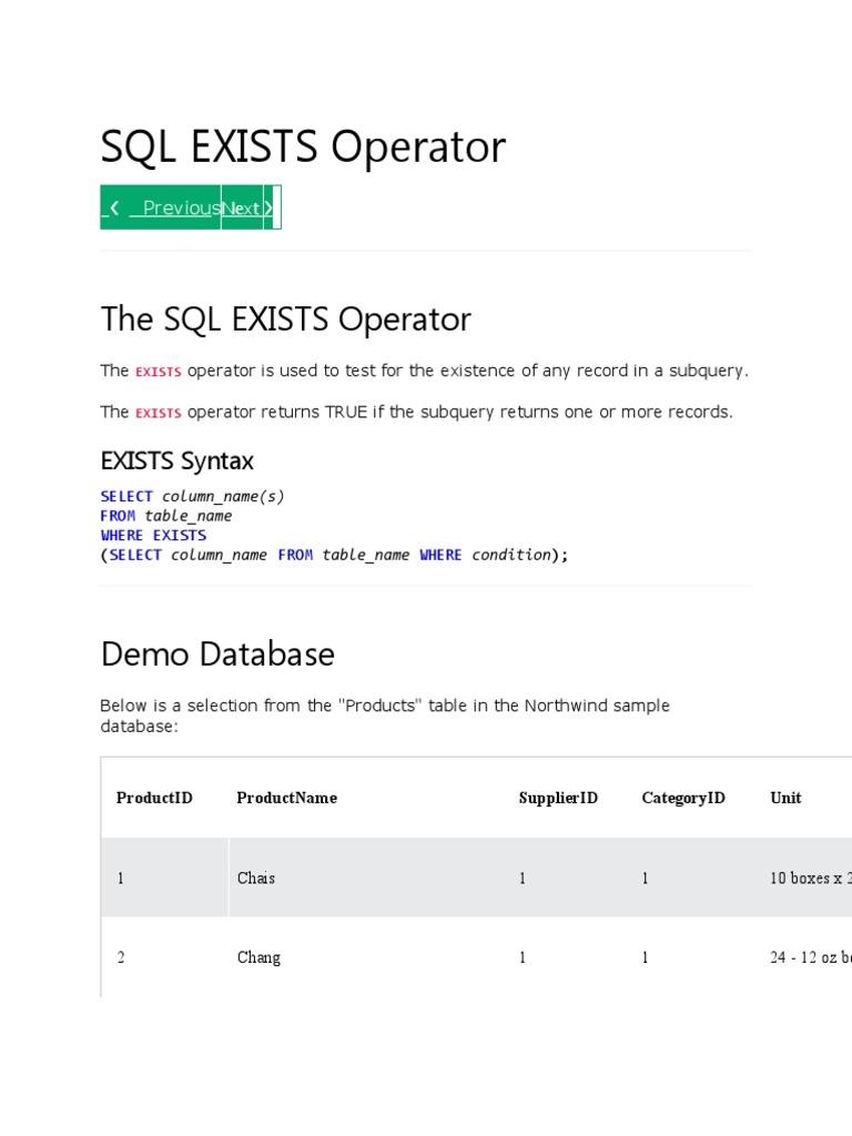 The SQL EXISTS Operator | PDF | Bootstrap (Front End Framework) | J Query