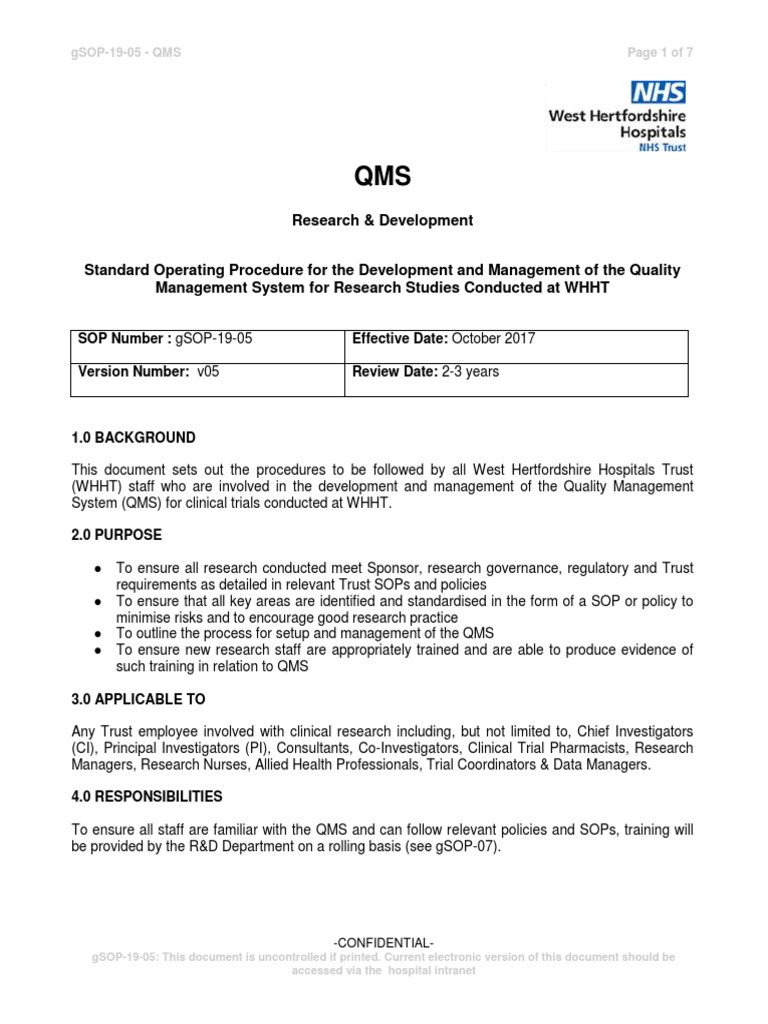 Research & Development: SOP Number: gSOP-19-05 Effective Date: October ...
