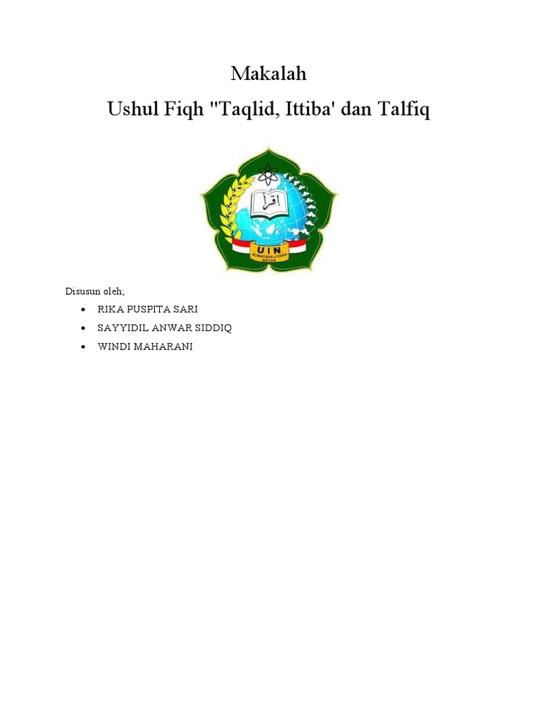 40] Taqlid, Ittiba dan Talfiq | PDF