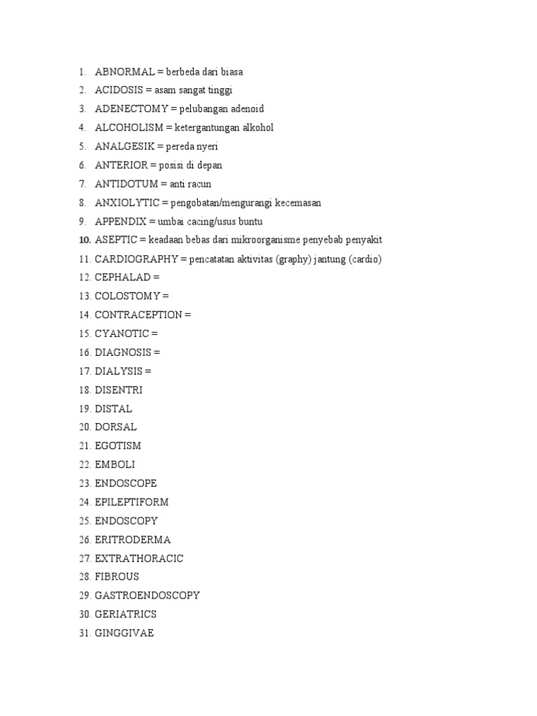 Medical Terminology Glossary | PDF | Diseases And Disorders | Internal ...
