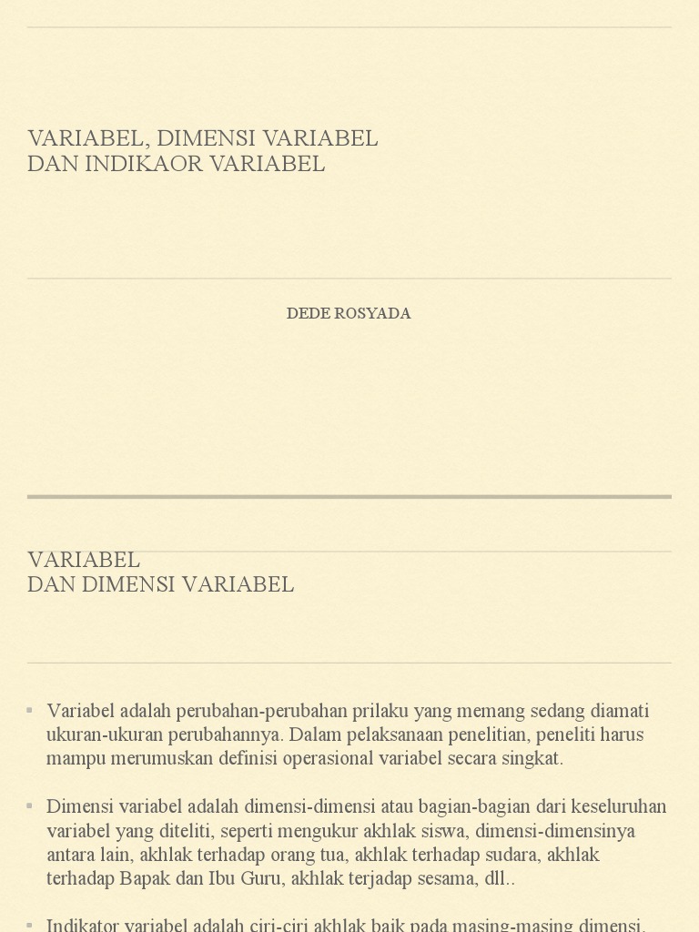 Dimensi dan Indikator Variabel Penelitian | PDF | Karier & Perkembangan ...
