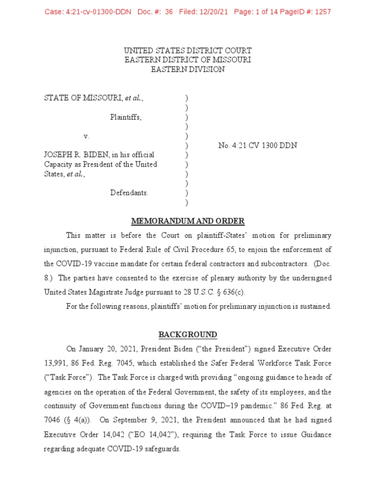 Order Granting Preliminary Injunction | PDF | Standing (Law) | Injunction