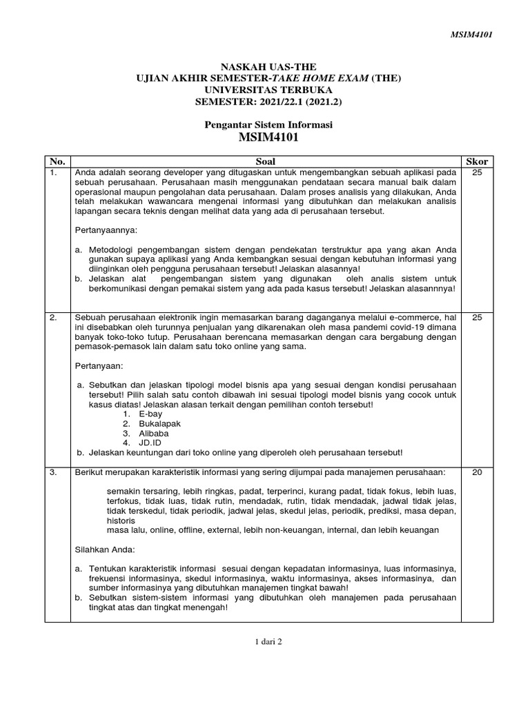 Naskah MSIM4101 The 1 | PDF | Karier & Perkembangan | Bisnis
