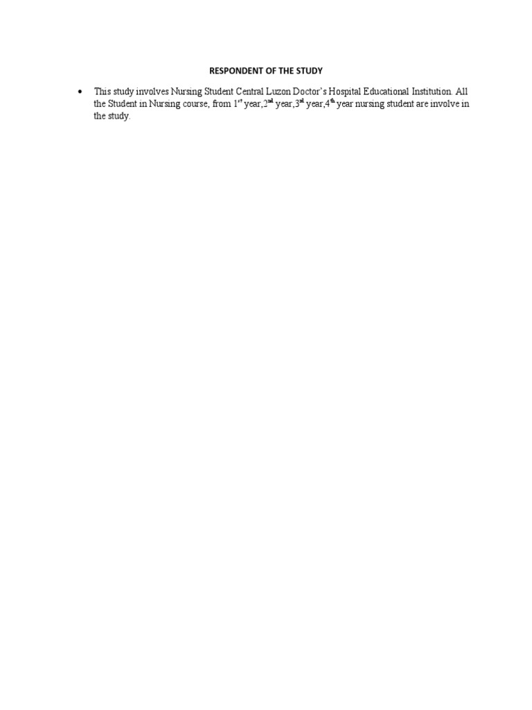 Respondent of The Study | PDF