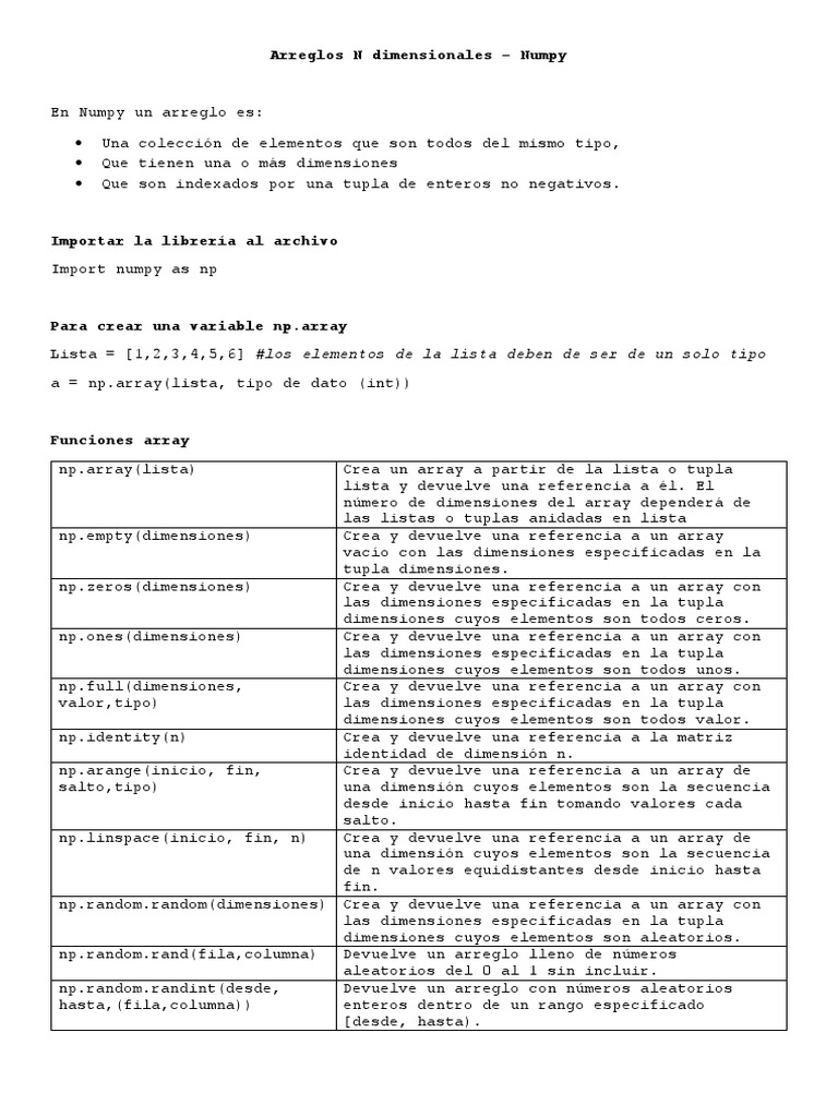 Arreglos N Dimensionales | PDF | Estructura de datos de matriz ...