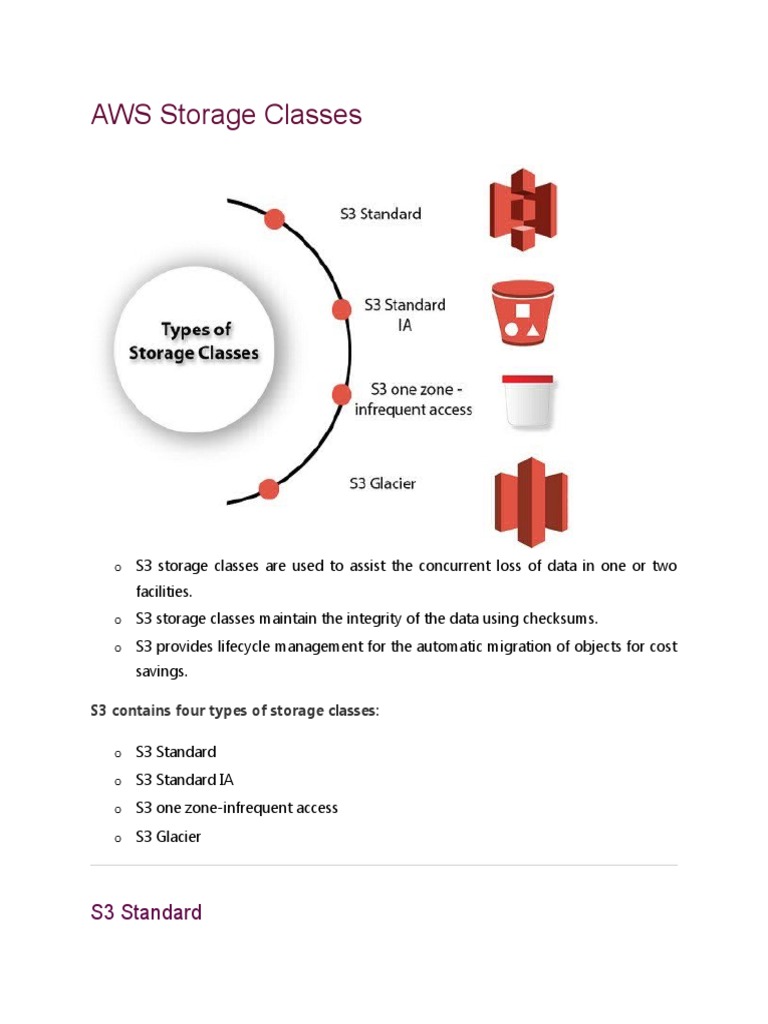 AWS Storage Classes: S3 Standard | Descargar gratis PDF | Computer Data ...