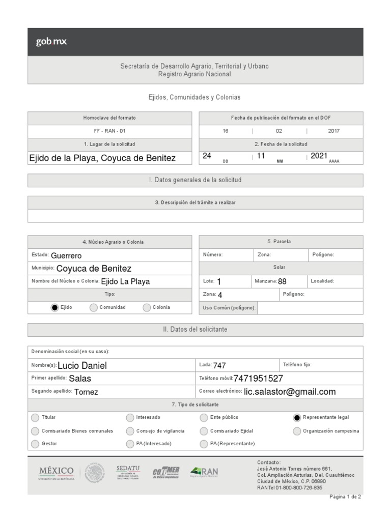 FF RAN 01 Con Instructivo Copia Llenado | PDF