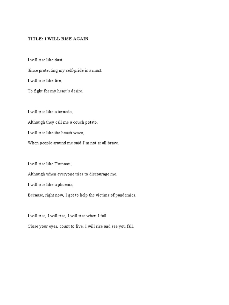I Will Rise Poem | PDF | Poetry | General Fiction