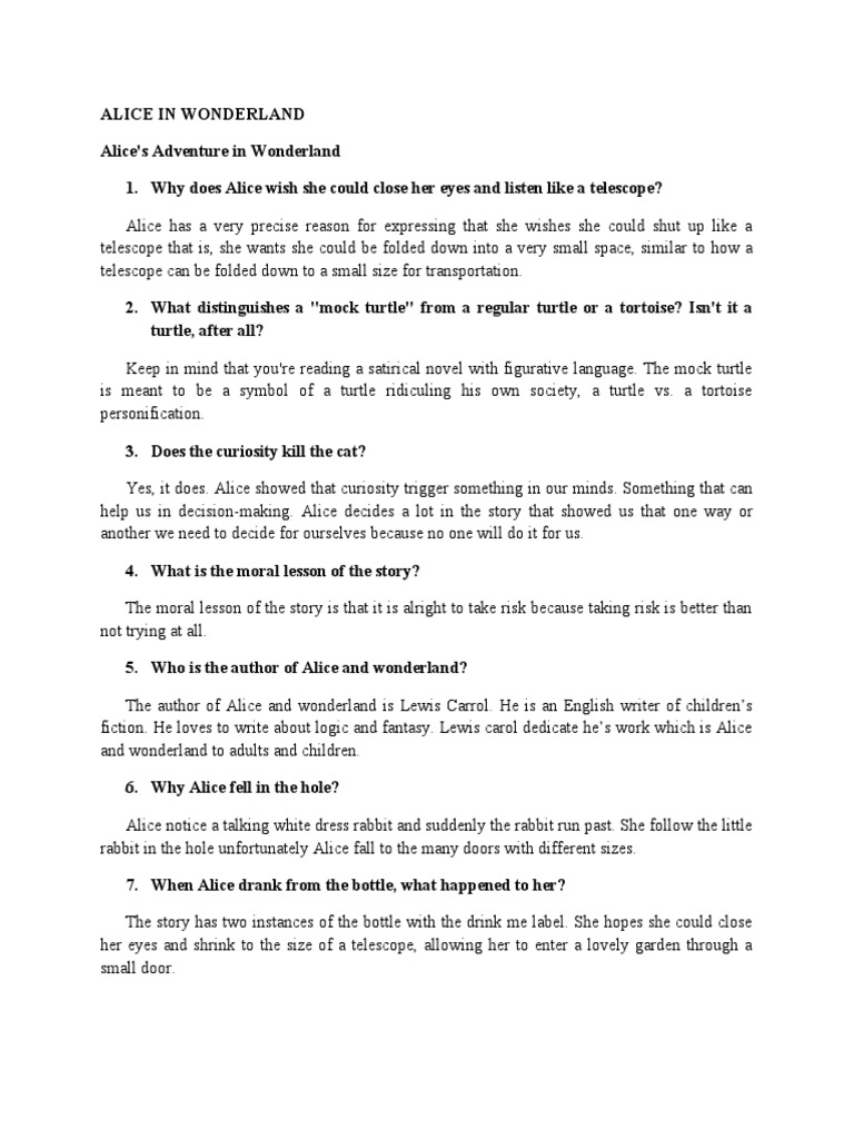 Alice in Wonderland | PDF | Alice (Alice's Adventures In Wonderland ...