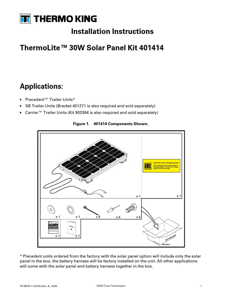 Installation Instructions Thermolite™ 30W Solar Panel Kit 401414 | PDF ...