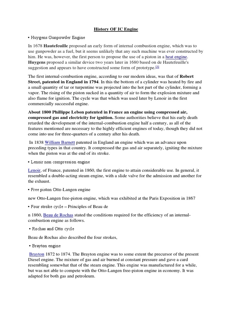 History of IC Engine | PDF | Internal Combustion Engine | Engines