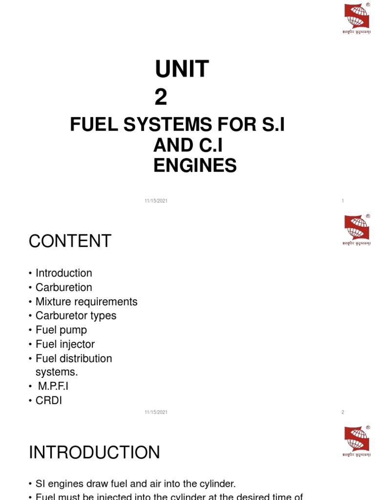 Fuel Systems for S.I. and C.I. Engines | PDF | Carburetor | Fuel Injection