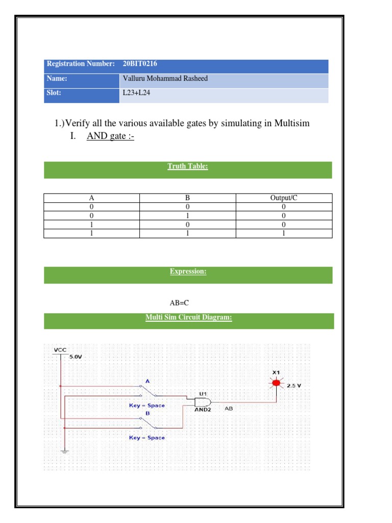 ITE1004 Lab Da1 | PDF | Electronic Circuits | Mathematics