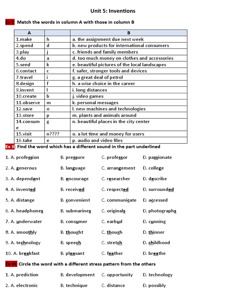 Vocabulary Unit 5 Inventions | PDF | Internet | Laptop