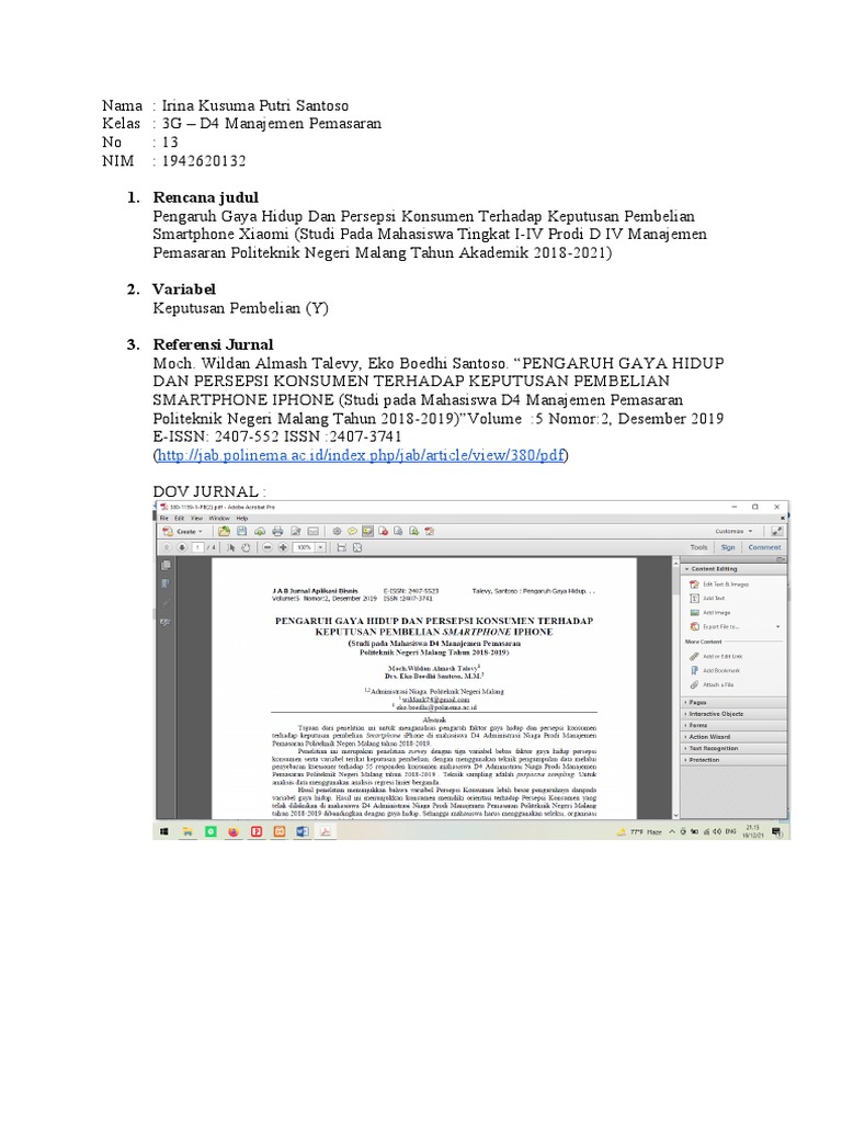 13 - Irina Kusuma - Revisi Dov Dan Kuisioner | PDF